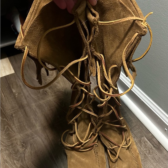 Minnetonka | Shoes | Minnetonka Fringe Lace Up Bootsmoccasins | Poshmark